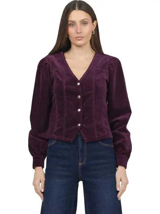 DEAR JOHN Marnie V-neck Corduroy Blouse - Fig