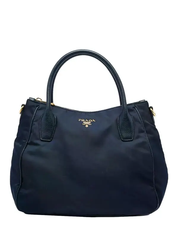 Prada 2000-2013 Saffiano Trimmed Tessuto Satchel - Blue