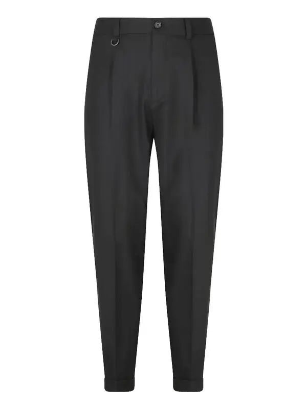 PAOLO PECORA Pleated Turn-up Tailored Trousers - Black
