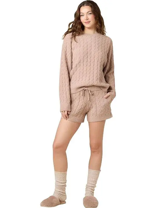 SOFTIES Cable Knit Marshmallow Crew Neck With Shorty Set - Coco
