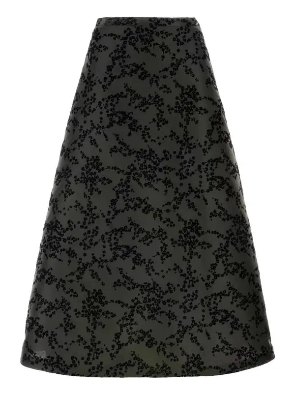 Alberta Ferretti Floral-jacquard A-line Skirt - Black