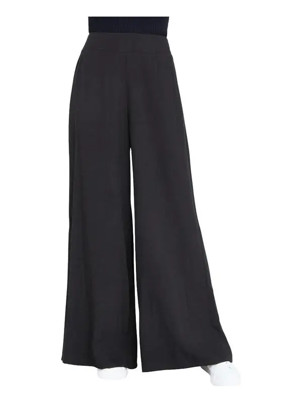 YUMI Wide Leg Palazzo Trousers - Black