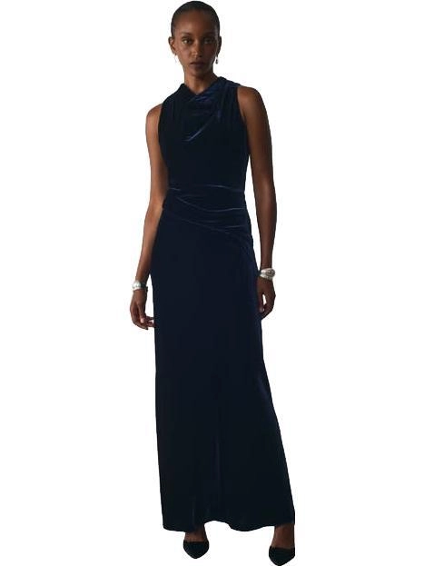 The Fold Matera Velvet Cowl Neck Maxi Dress - Navy