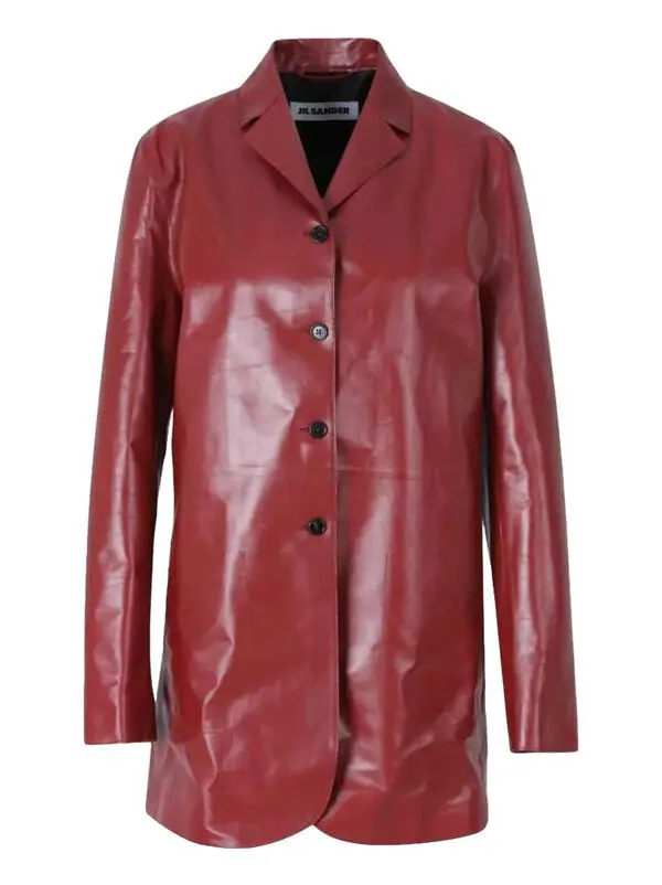 JIL SANDER Unstructured Leather Jacket - Red