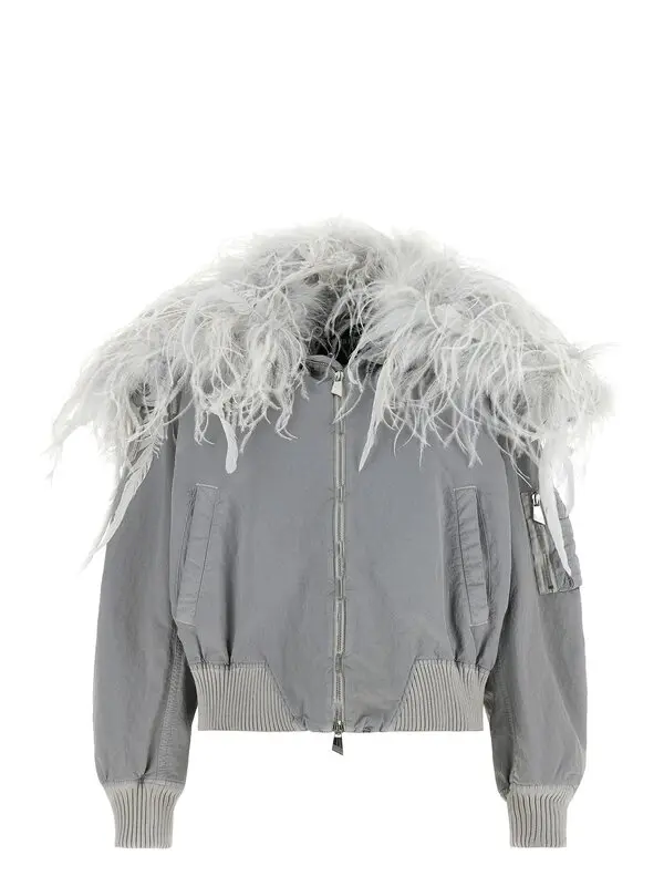 Attico Feather Insert Bomber Jacket - Gray