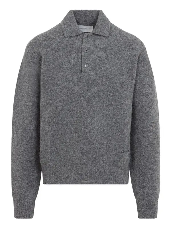 AMI Paris Knit Polo - Gray