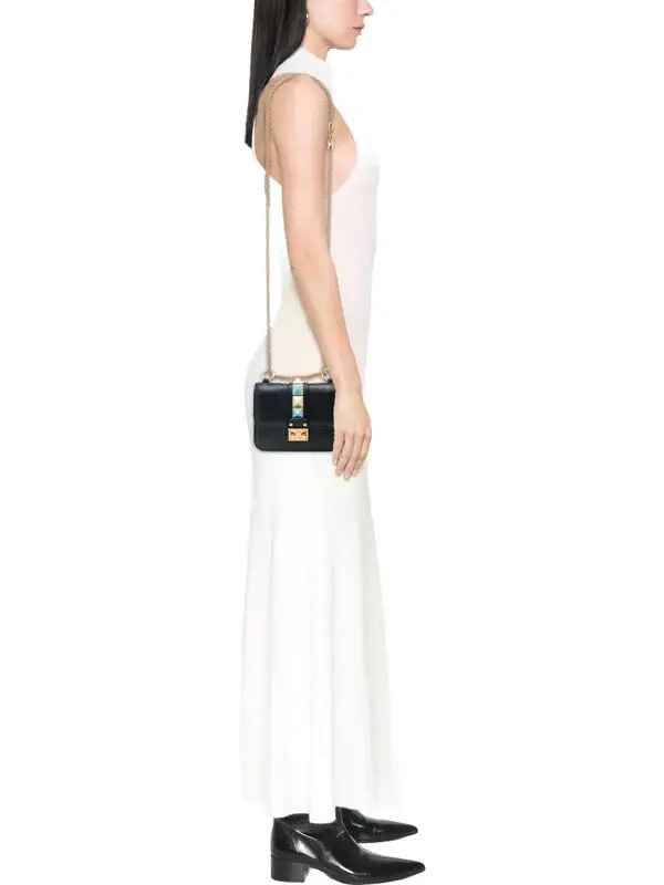 Valentino Garavani 2000-2017 Mini Leather Rockstud Rolling Glam Lock Crossbody Bag - Black