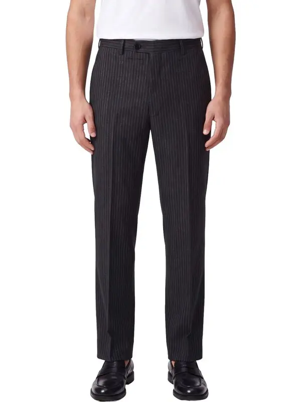 SUNFLOWER Pinstriped Straight-leg Wool-blend Tailored Trousers - Grey