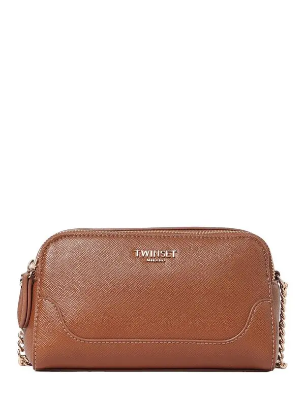 TWINSET Mini Camera Cross-body Bag With Adjustable Strap And Metal Logo - Camel