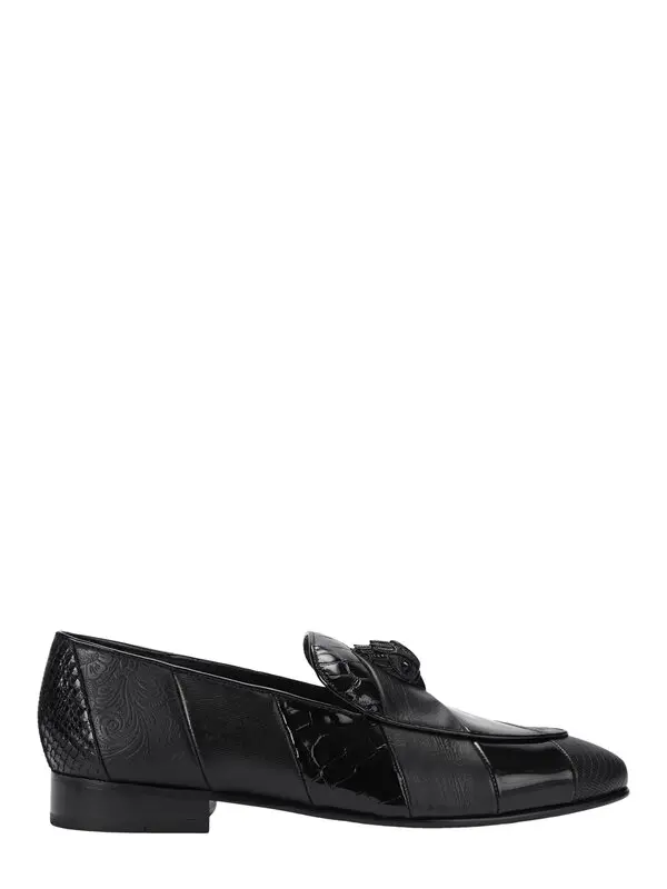 Kurt Geiger Leather Bedford Stripe Eagle Loafers - Black