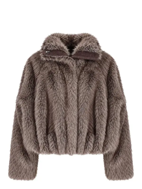 ALYSI Giacca In Eco Pelliccia - Grey