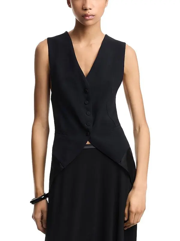 Emporio Armani Mixed Media Vest - Black