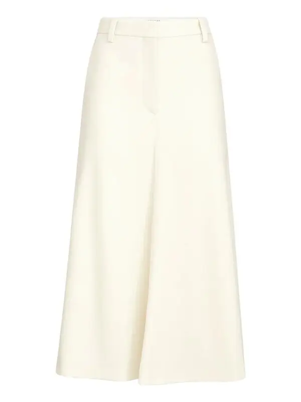 Brunello Cucinelli Comfort Virgin Wool Gabardine Flute Skirt With Monili - Milk