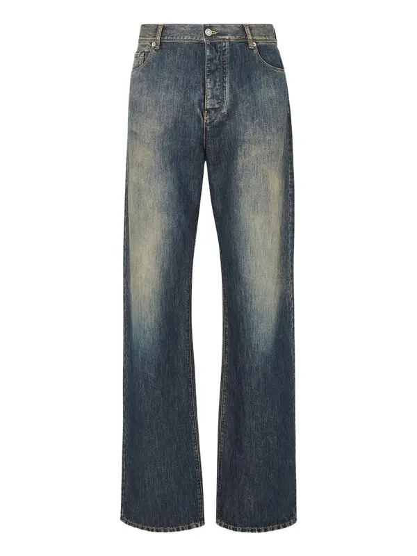 Fendi Vintage-effect Regular-fit 5-pocket Jeans With Belt Loops - Blu