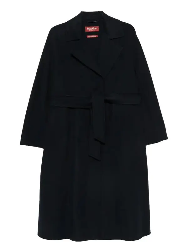 Max Mara Double-drape Wool Cashmere Silk Jacket With Belt - Blu