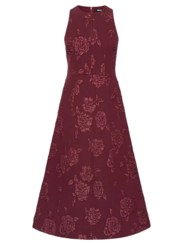 ROTATE BY BIRGER CHRISTENSEN Long-sleeve V-neck Lined Maxi Dress - Rosso