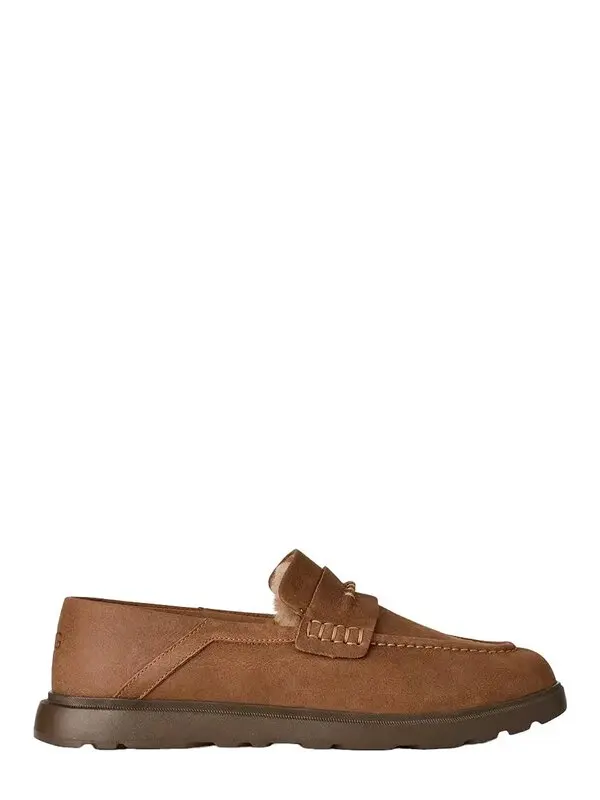 UGG Leather Mini Shearling-style Moccasin Slipper With Uggplush Lining - Marrone