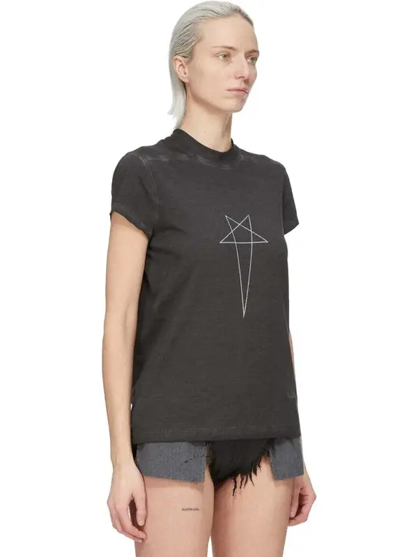Rick Owens Faded Effect Crew Neck T-shirt With Front Print - Grigio