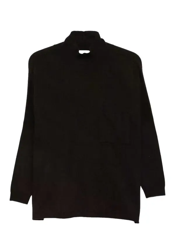 VANISE High-neck Chest-pocket Sweater - Brown