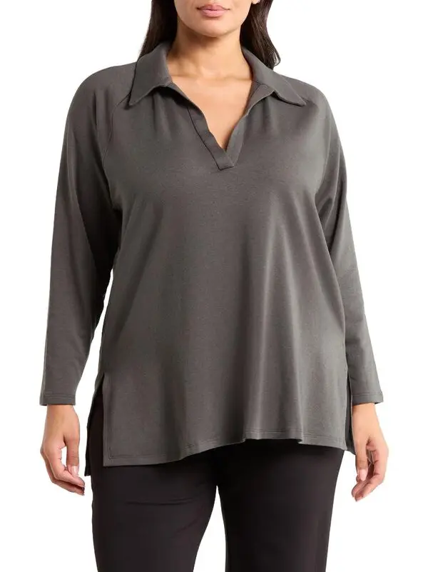 Eileen Fisher Raglan Sleeve Henley Tunic - Sylvan