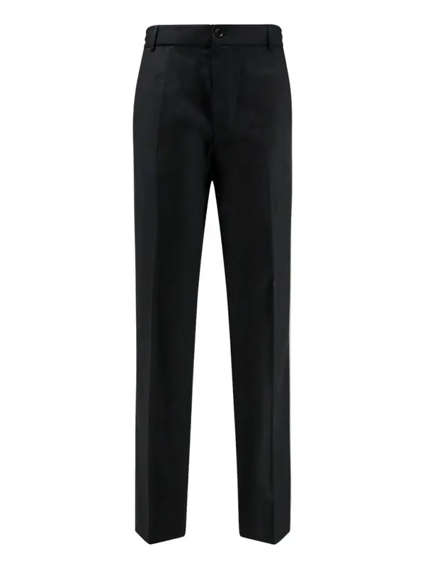 Moncler Virgin Wool Trousers With Elastic And Drawstring - Black