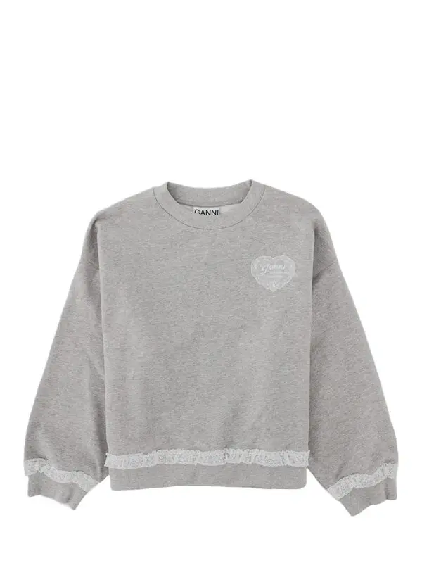 GANNI Felpa Isoli Con Patch Logo - Gray