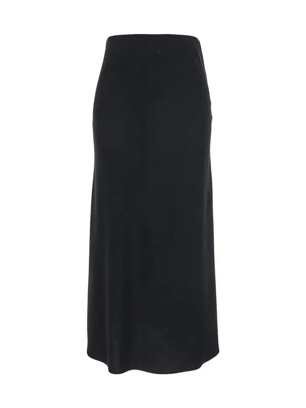 LEPLAIN Black Midi Skirt With Concealed Side Zip Closure In Fabric - Multicolor