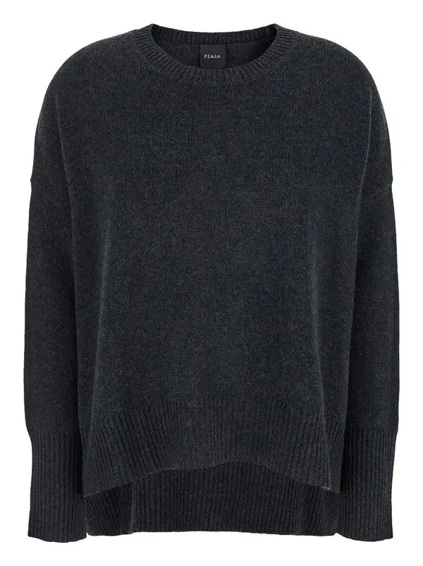 LEPLAIN Dark Grey Oversized Crewneck Sweater In Cashmere - Gray