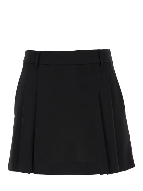 LEPLAIN Mini Pleated Skirt With Belt Loops In Fabric - Black