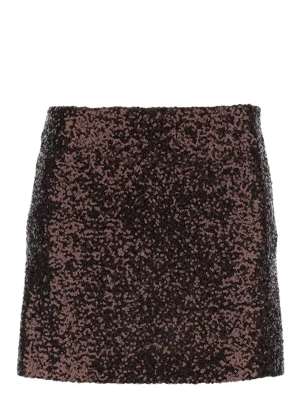 LEPLAIN Brown Fabric Skirt With All-over Sequins For - Multicolor