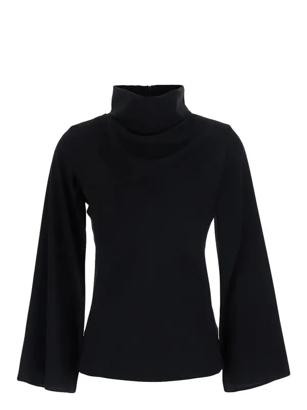 LEPLAIN Black High-neck Top With Slit Sleeves In Fabric For - Multicolor