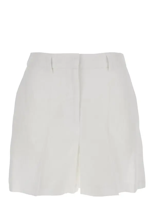 LEPLAIN White Linen Shorts With Belt Loops - Multicolor