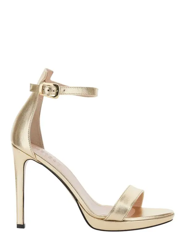 LEPLAIN Heeled Sandals Featuring A Platform And Metallic Details For - Silver