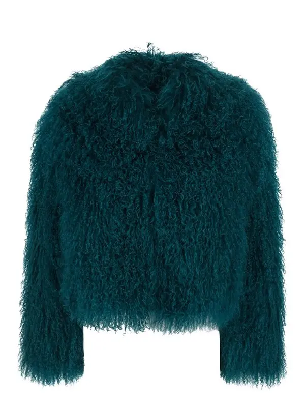 LEPLAIN Petrol Blue Short Jacket With Hidden Closure On The Front In Fur For - Multicolor