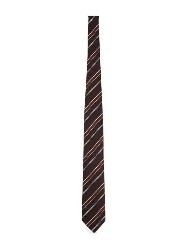 TOM FORD Cravatta In Seta A Righe Diagonali - Brown