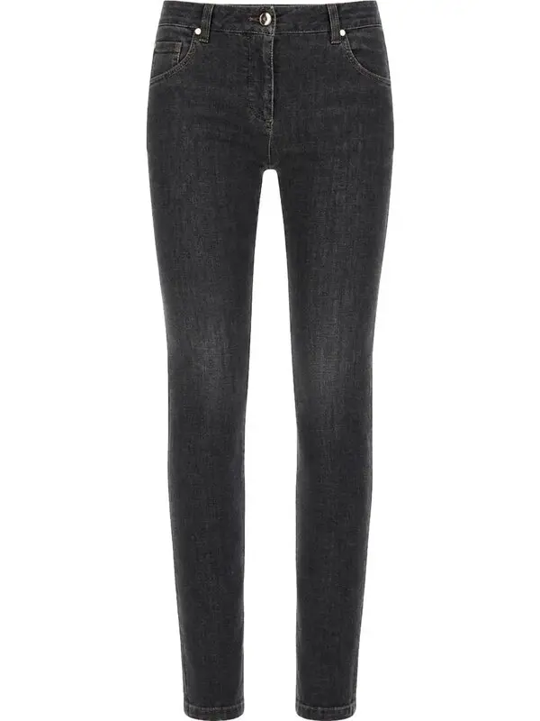 Brunello Cucinelli Pantalone Cinque Tasche Slim Fit In Denim - Black
