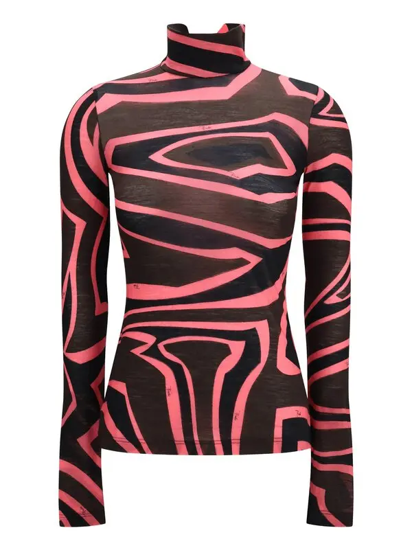 Emilio Pucci Fiammato Wool Jersey Top - Multicolor