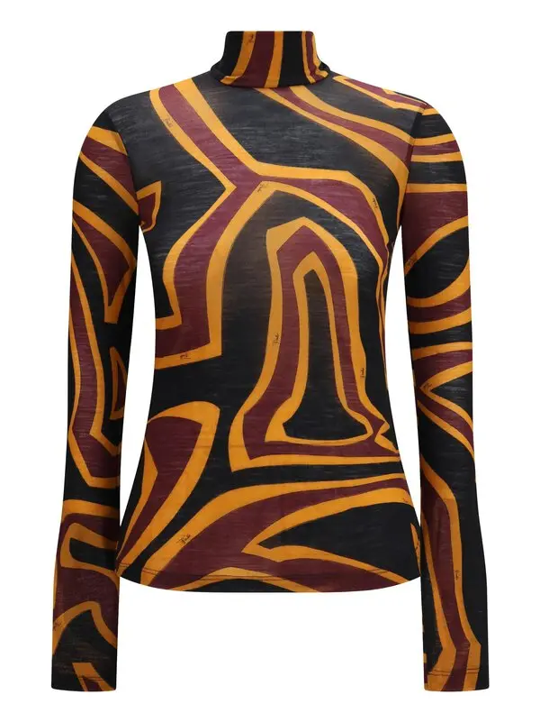 Emilio Pucci Fiammato Wool Jersey Top - Multicolor