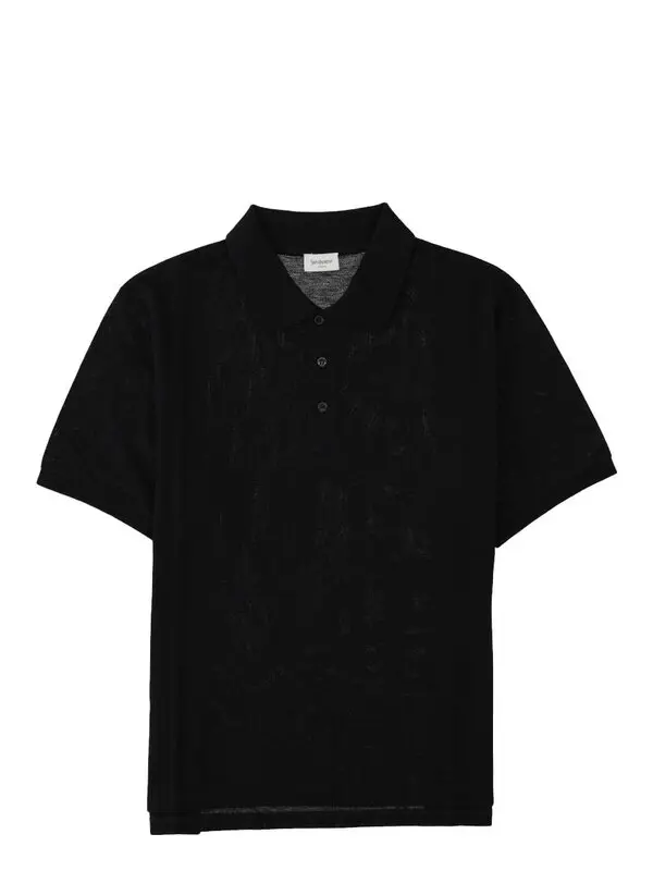 Saint Laurent Polo Cassandre In Cotone - Black