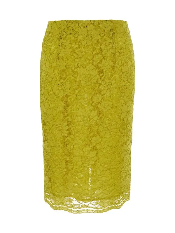 LEPLAIN Pencil Skirt With Lace Embroidery In Fabric For Wonen - Yellow