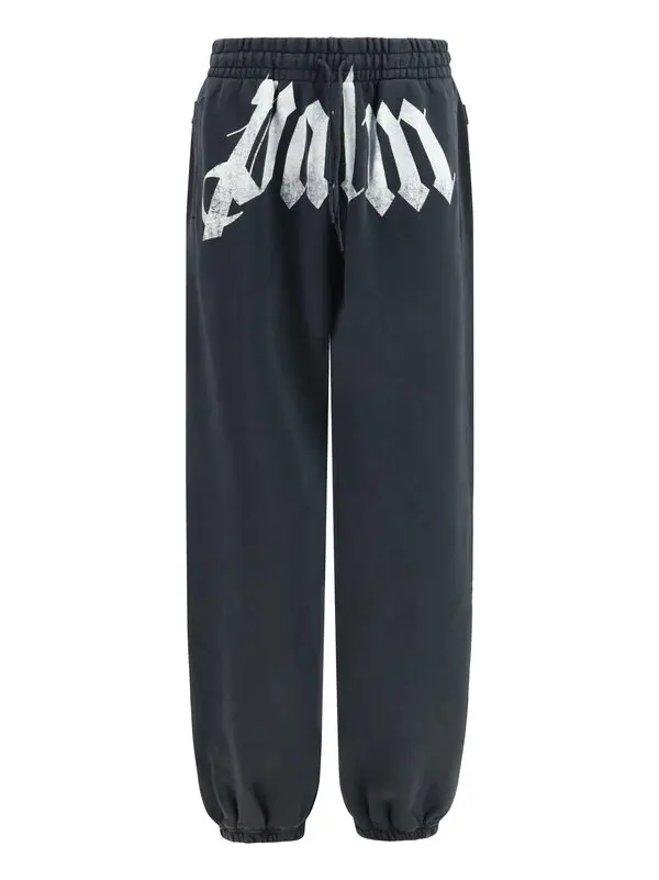 Palm Angels Sweatpants With Drawstring And Logo - Gray