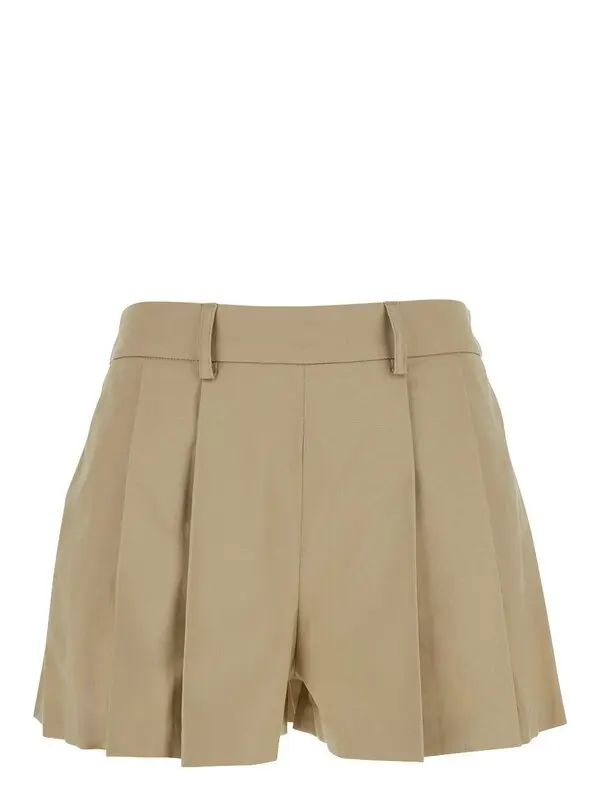 LEPLAIN Beige Shorts With Pleated Design In Tech Fabric - Cream