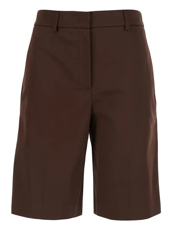 LEPLAIN Brown Bermuda Shorts Belt Loops And Two Back Welt Pockets In Cotton For - Multicolor