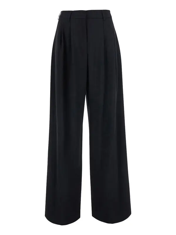 LEPLAIN Pants With Front Pleats In Wool Blend For - Black