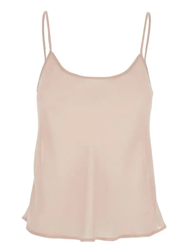 LEPLAIN Pink Top With Spaghetti Straps And Square Neck In Fabric - Multicolor
