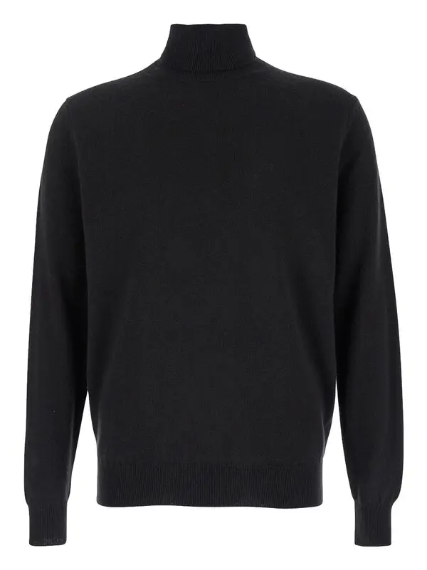 LEPLAIN Turtleneck Sweater With Long Sleeves In Merino Wool And Silk For - Black