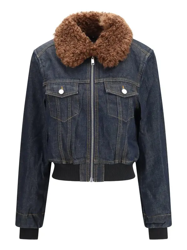 GANNI Denim Bomber Jacket - Blue