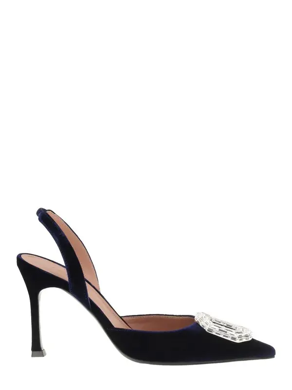 Amina Muaddi Camelia Velvet Slingback Pumps - Blue