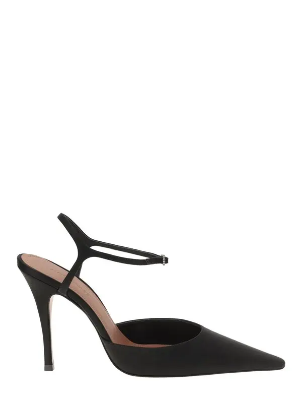 Amina Muaddi Carolyn Satin Slingback Pumps - Black