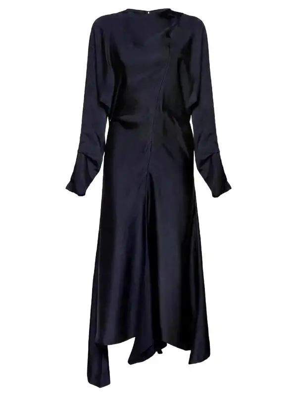 UMA WANG Asymmetric Long-sleeved Flared Midi Dress - Blue